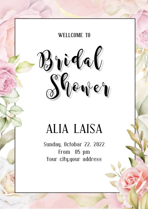 Bridal shower invitation card luxery design ( Template | PosterMyWall