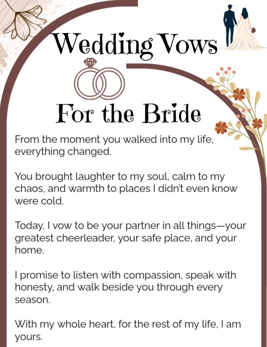 Bride Vows Template | Wedding Vows Template | PosterMyWall