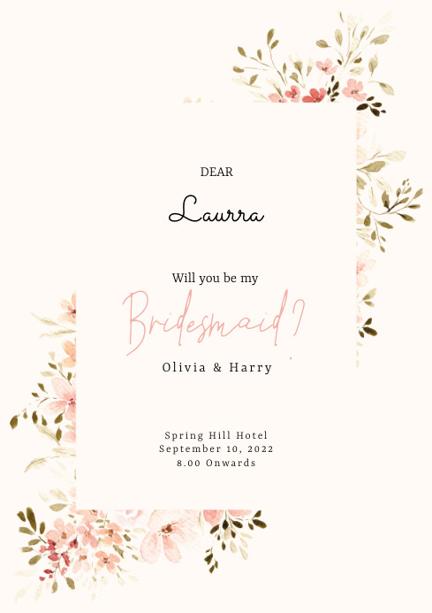 Bridesmaid wedding invitation Template | PosterMyWall