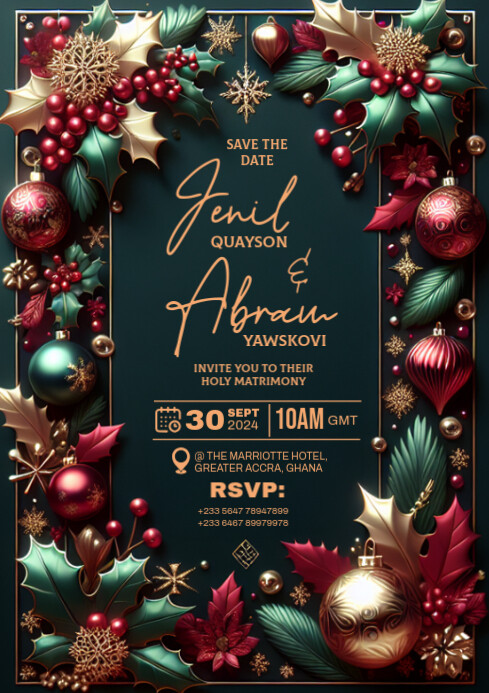 Bright & Merry Wedding Invitation Template | PosterMyWall