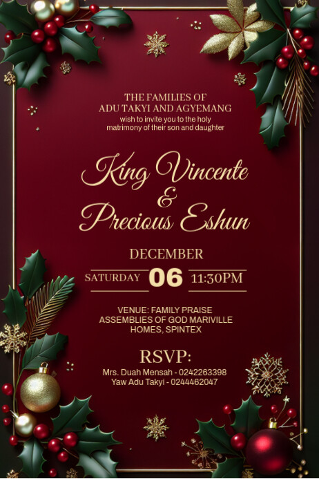 Bright & Merry Wedding Invitation Template | PosterMyWall