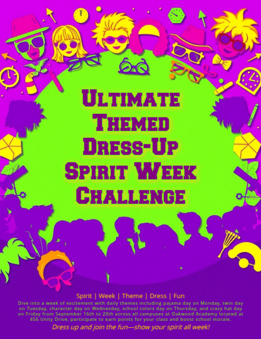 Plantilla de Bright Festive Themed Ultimate Themed Dress-Up Spirit Week ...