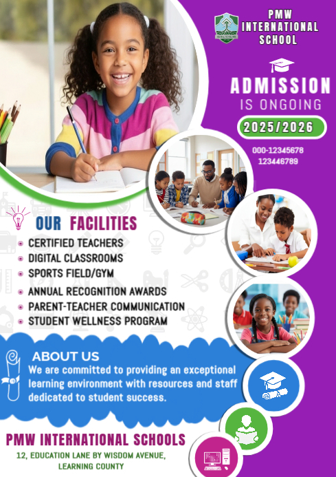 Bright School Admission Flyer Template Modern Education Poster Design ...