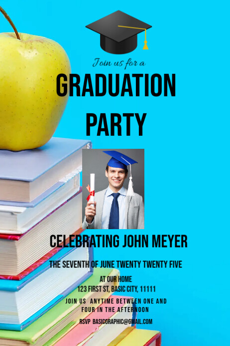 Bright Simple Graduation invitation Template | PosterMyWall