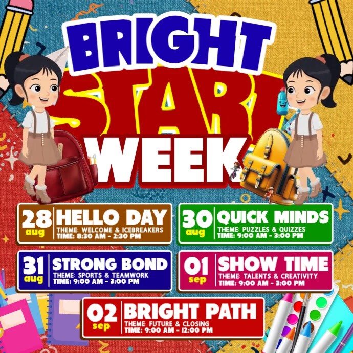 Bright Start School Event Week Template | PosterMyWall