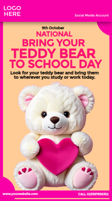 Plantilla de Bring Your Teddy Bear to School Day | PosterMyWall