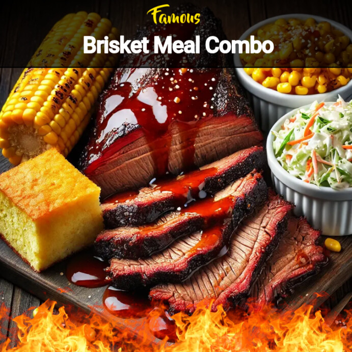 Brisket Meal Cornbread Smoked Brisket Meat Template | PosterMyWall