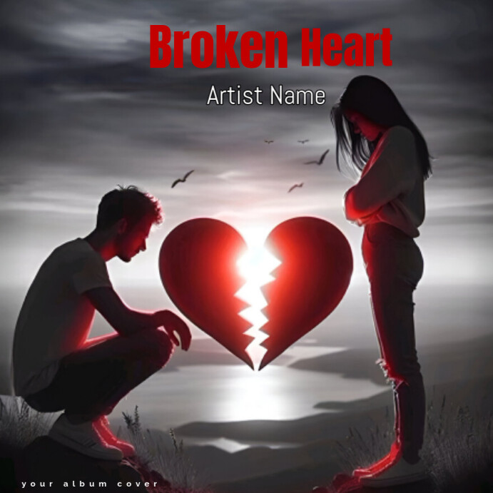 Broken heart card design template | PosterMyWall