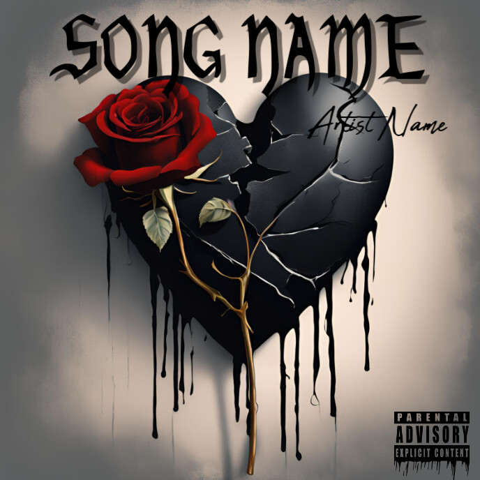 Broken Heart Rose Album Cover Template | PosterMyWall