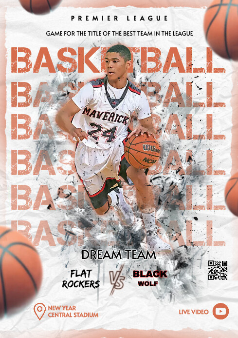 Modèle Broken Illustrative Basketball Flyer | PosterMyWall