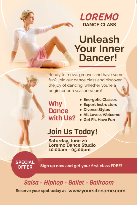Brown & Pink Professional Dance Class Poster Template | PosterMyWall