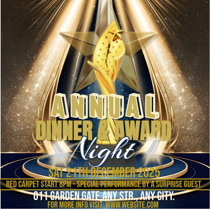 Brown 3d Annual Dinner And Award Night Template Instagram Post ...