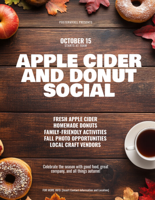 Copy of Brown 3d Apple Cider And Donut Social Flyer (us Letter ...