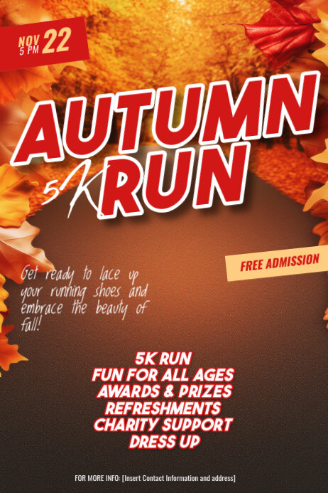 Brown 3d Autumn Run Poster Template | PosterMyWall