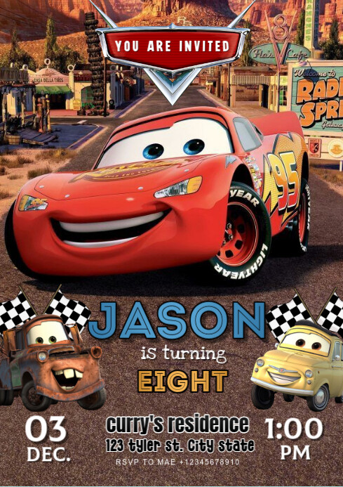 Copy of Brown 3d Cars Birthday A4 | PosterMyWall
