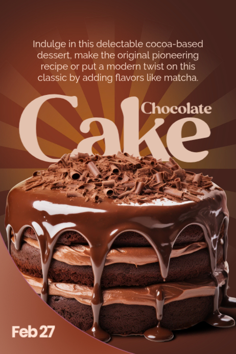 Brown 3d Chocolate Cake Poster Template | PosterMyWall