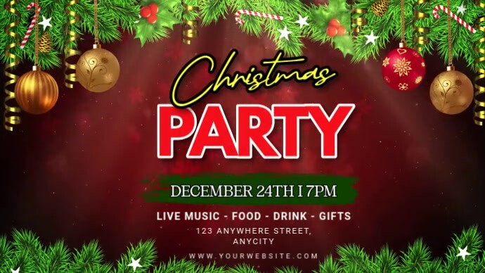 Brown 3d Christmas Party Pos Twitter Template | PosterMyWall