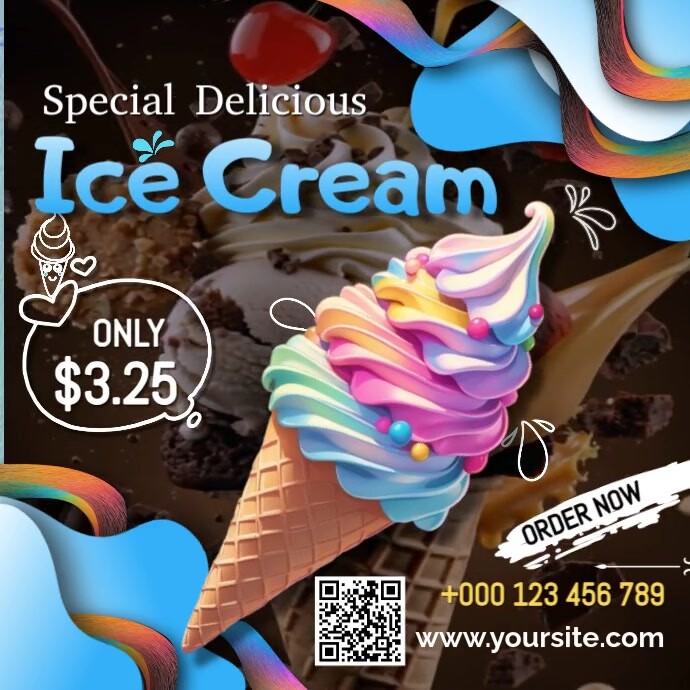 Brown 3d Editable Ice Cream Ad Template – Free & Eye-catching Instagram ...