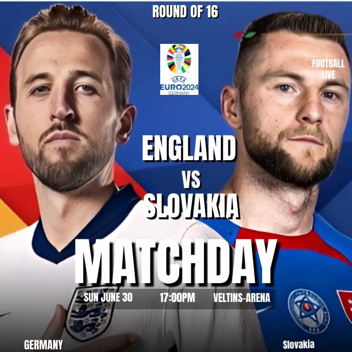 Brown 3d Euro 2024 England Vs Slovakia Round Template | PosterMyWall