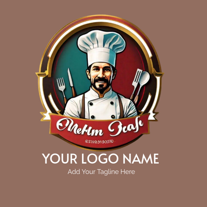 Brown 3d Food Logo Instagram Post Template | PosterMyWall