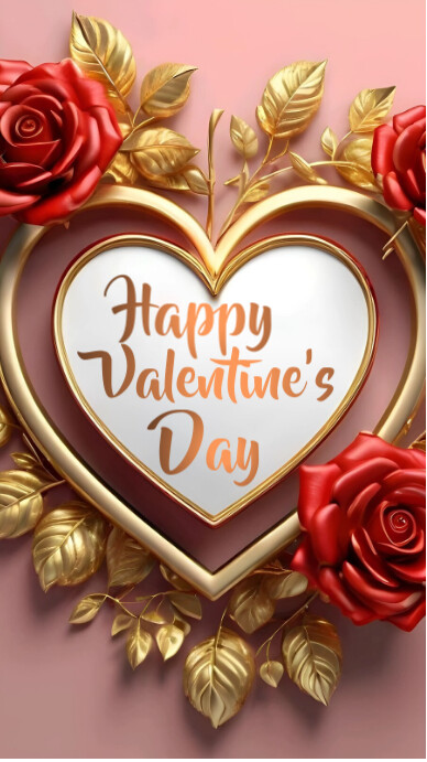 Brown 3d Happy Valentine's Day Instagram Story Template | PosterMyWall