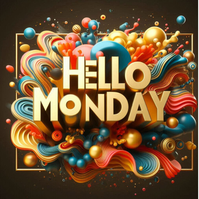 Brown 3d Hello Monday 3d Abstract Design Ins Template | PosterMyWall