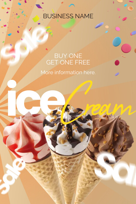 Copy of Brown 3d Ice Cream Sale Poster | PosterMyWall