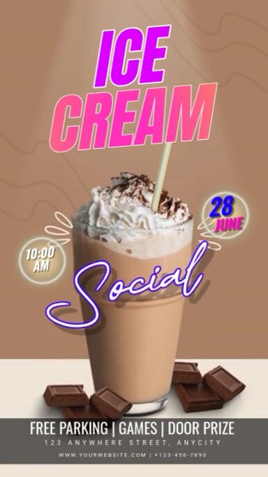 Brown 3d Ice Cream Social Reel Instagram Template | PosterMyWall