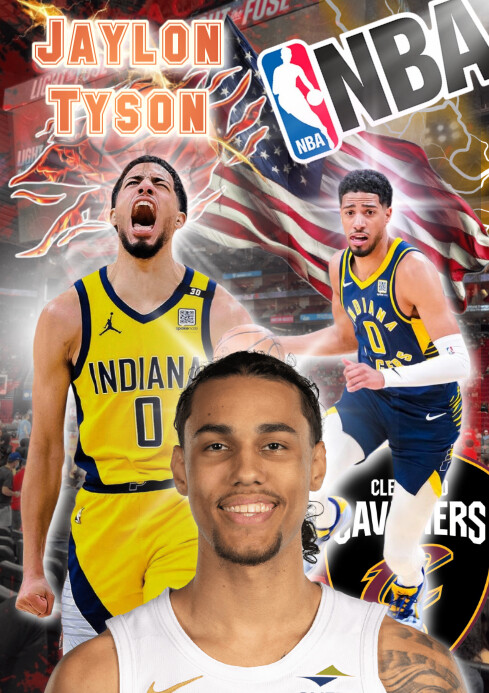 Brown 3d Jaylon Tyson Cleveland Cavaliers Nba Basketball A4 Template ...