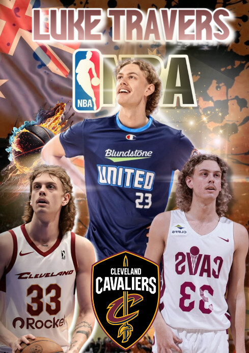 Brown 3d Luke Travers Cleveland Cavaliers Nba Basketball A4 Template ...