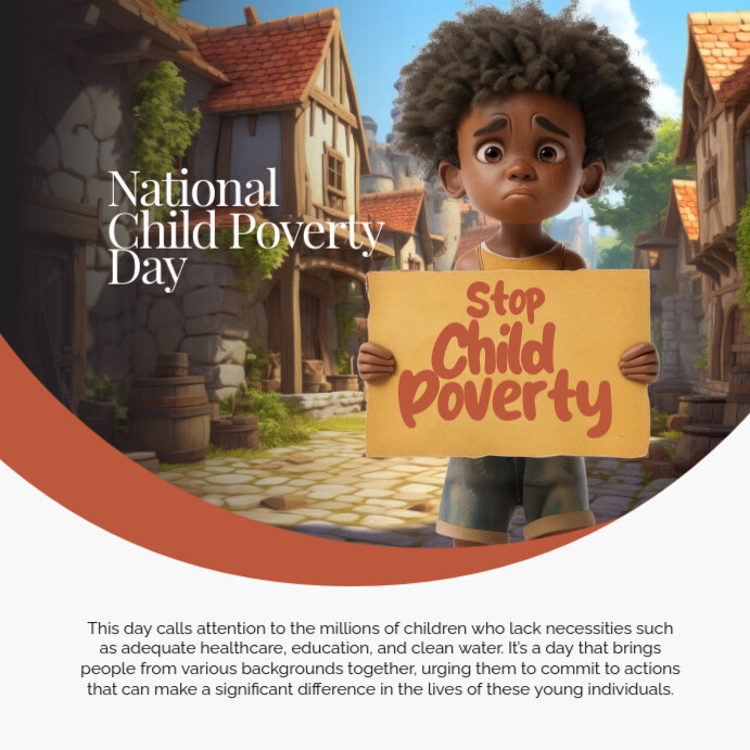 Brown 3d National Child Poverty Day Instagram Post Template | PosterMyWall