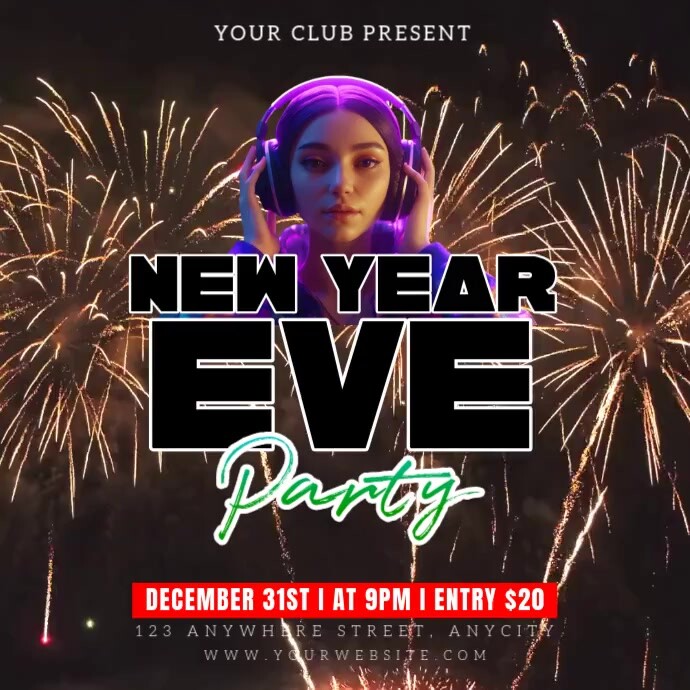 Copy of Brown 3d New Year Eve Party Pos Instagram | PosterMyWall