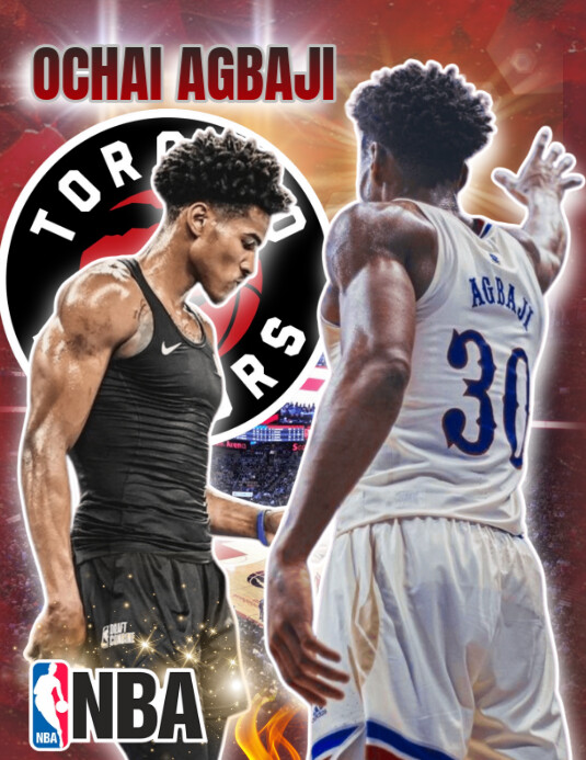 Brown 3d Ochai Agbaji Toronto Raptors Basketball Player Flyer (us ...