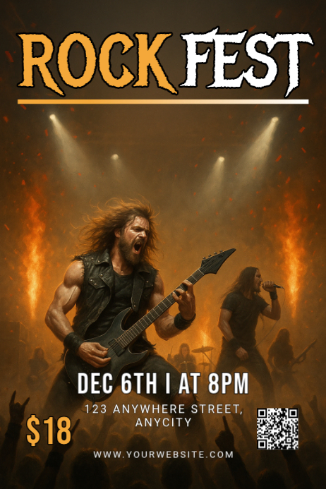 Brown 3d Rock Fest Poster Template | PosterMyWall