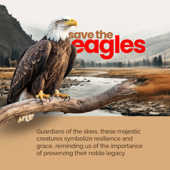 Plantilla de Brown 3d Save The Eagles Day Instagram Post | PosterMyWall