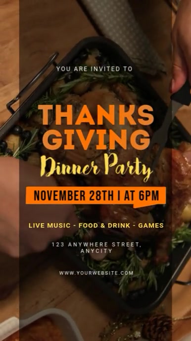 Brown 3d Thanksgiving Dinner Party Reel Instagram Templat | PosterMyWall