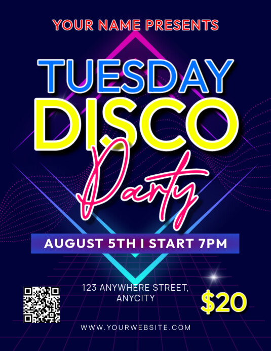 Brown 3d Tuesday Disco Party Pamflet (letter As) Template | PosterMyWall
