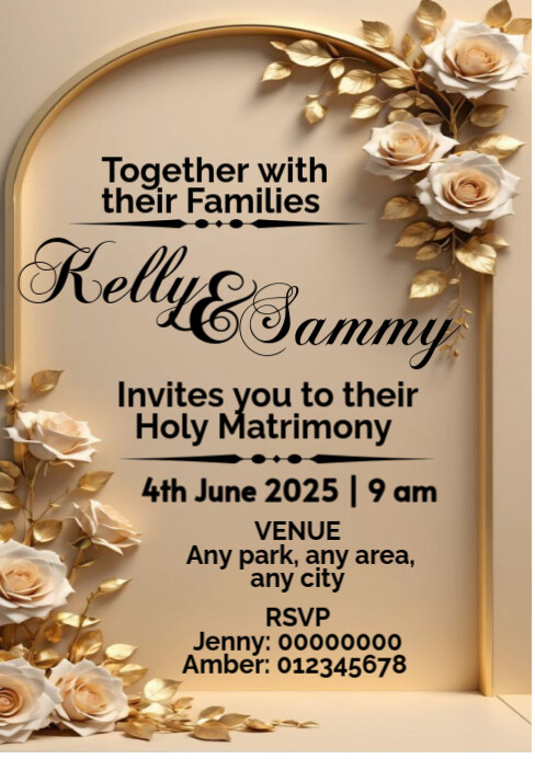 Brown 3d Wedding Invitation A5 Template | PosterMyWall