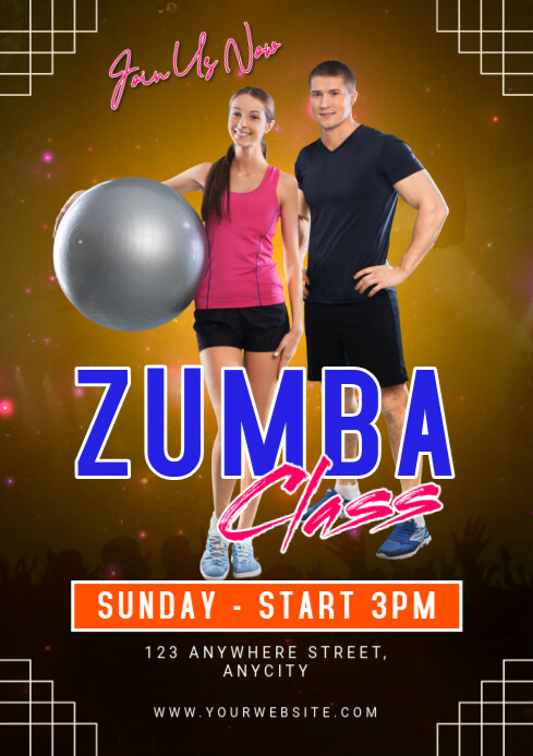 Brown 3d Zumba Classes A2 Template | PosterMyWall