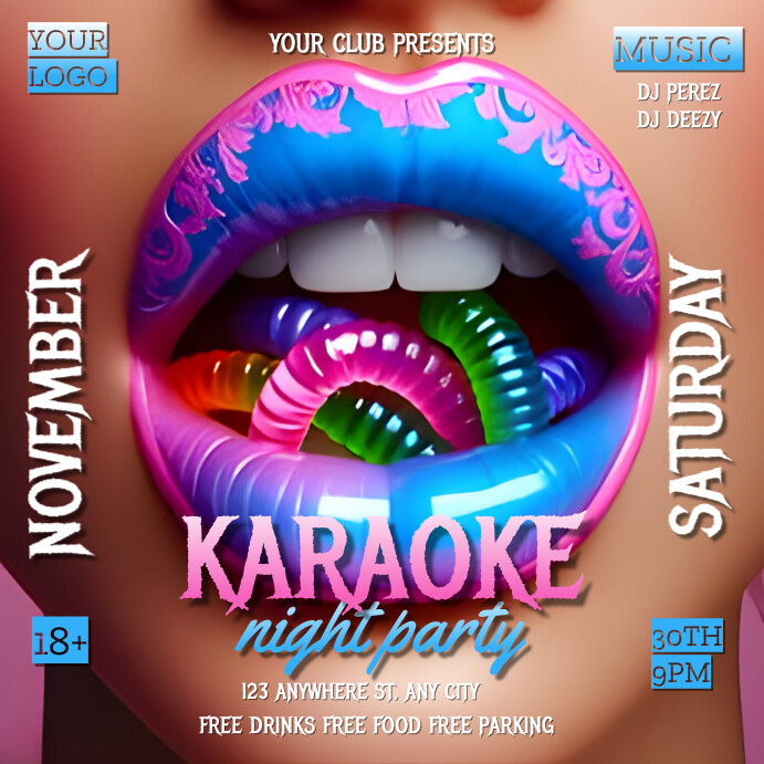 Copy of Brown Abstract Brown Background Neon Karaoke | PosterMyWall