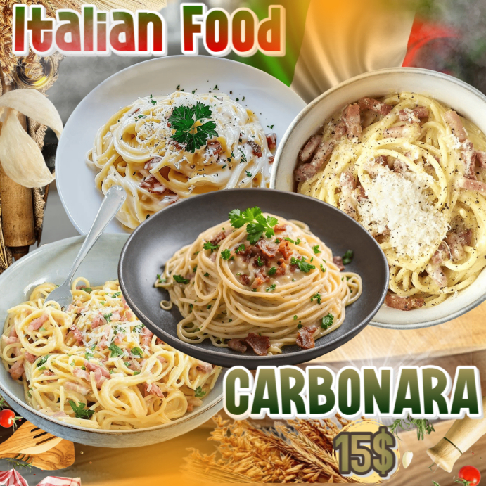 Brown Abstract Carbonara Italian Food Instagram Post-Vorlage | PosterMyWall