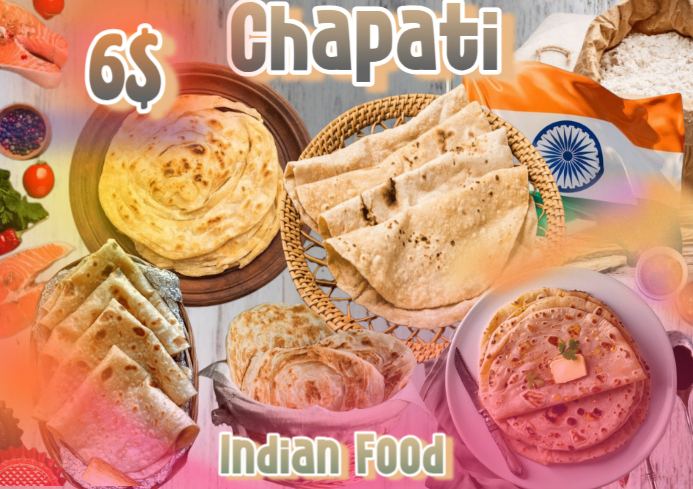 Plantilla de Brown Abstract Chapati Indian Food A4 | PosterMyWall