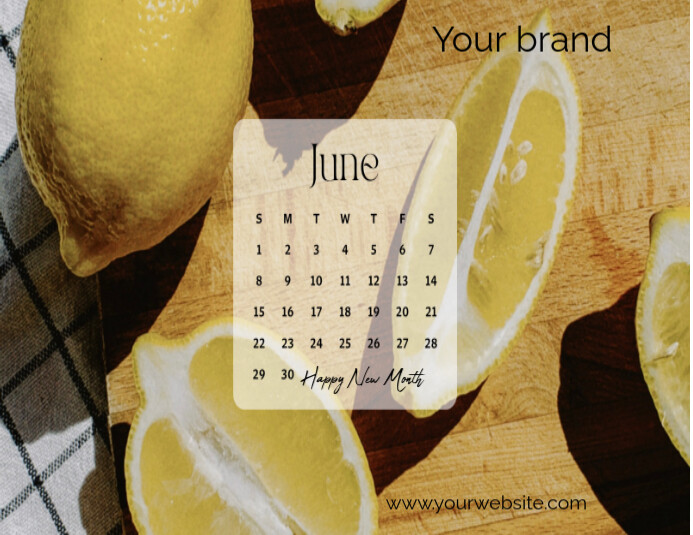 Brown Abstract June Calendar Lemon Theme Flyer (us Letter) Template ...