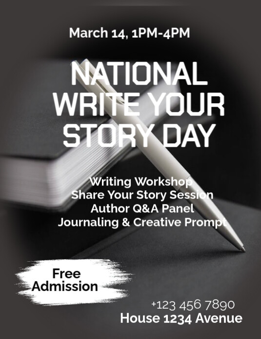 Plantilla de Brown Abstract National Write Our Story Flyer (us Letter ...