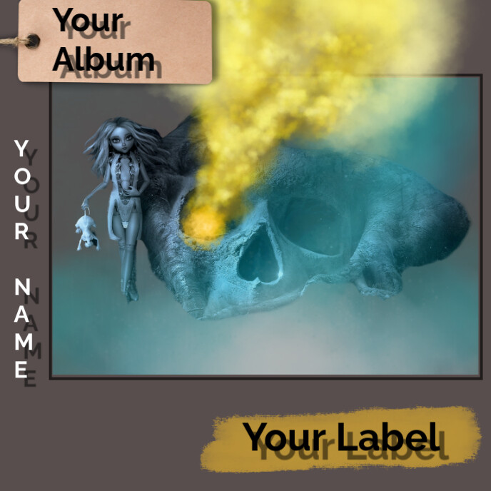 Brown Abstract Yellow Smoke Skull Design Album Cover And Little Devil ...