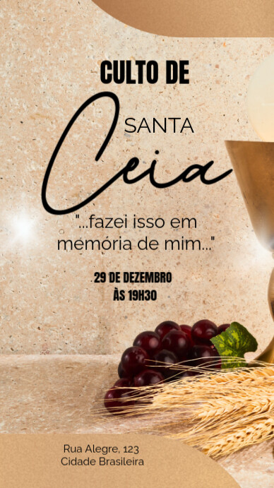 Plantilla de Brown Alegre Culto De Santa Ceia História Do Instagram | PosterMyWall