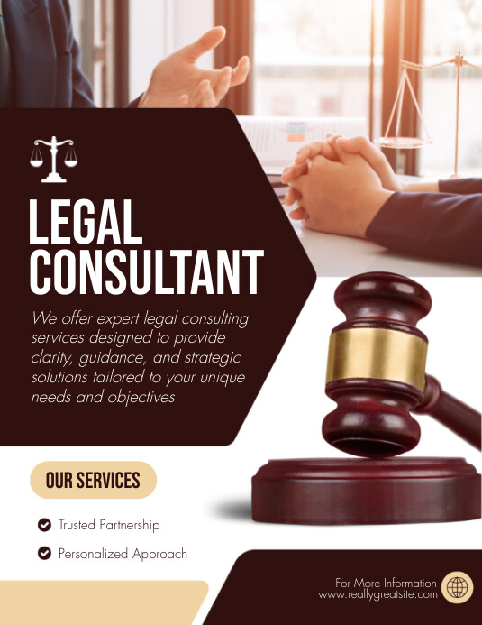 Brown and Beige Modern Legal Consultant Flyer Template | PosterMyWall