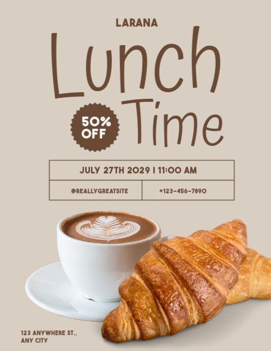 Brown and Beige Vintage Lunch Time Flyer Templat | PosterMyWall