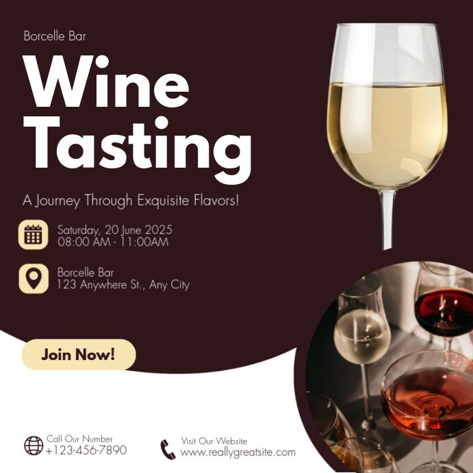 Brown and Cream Modern Wine Tasting Animated Social Media Template ...