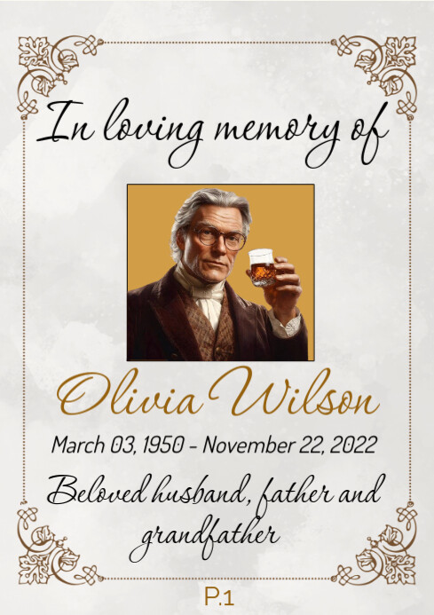 Brown and Grey Classic Vintage Obituary Funeral Program Template ...